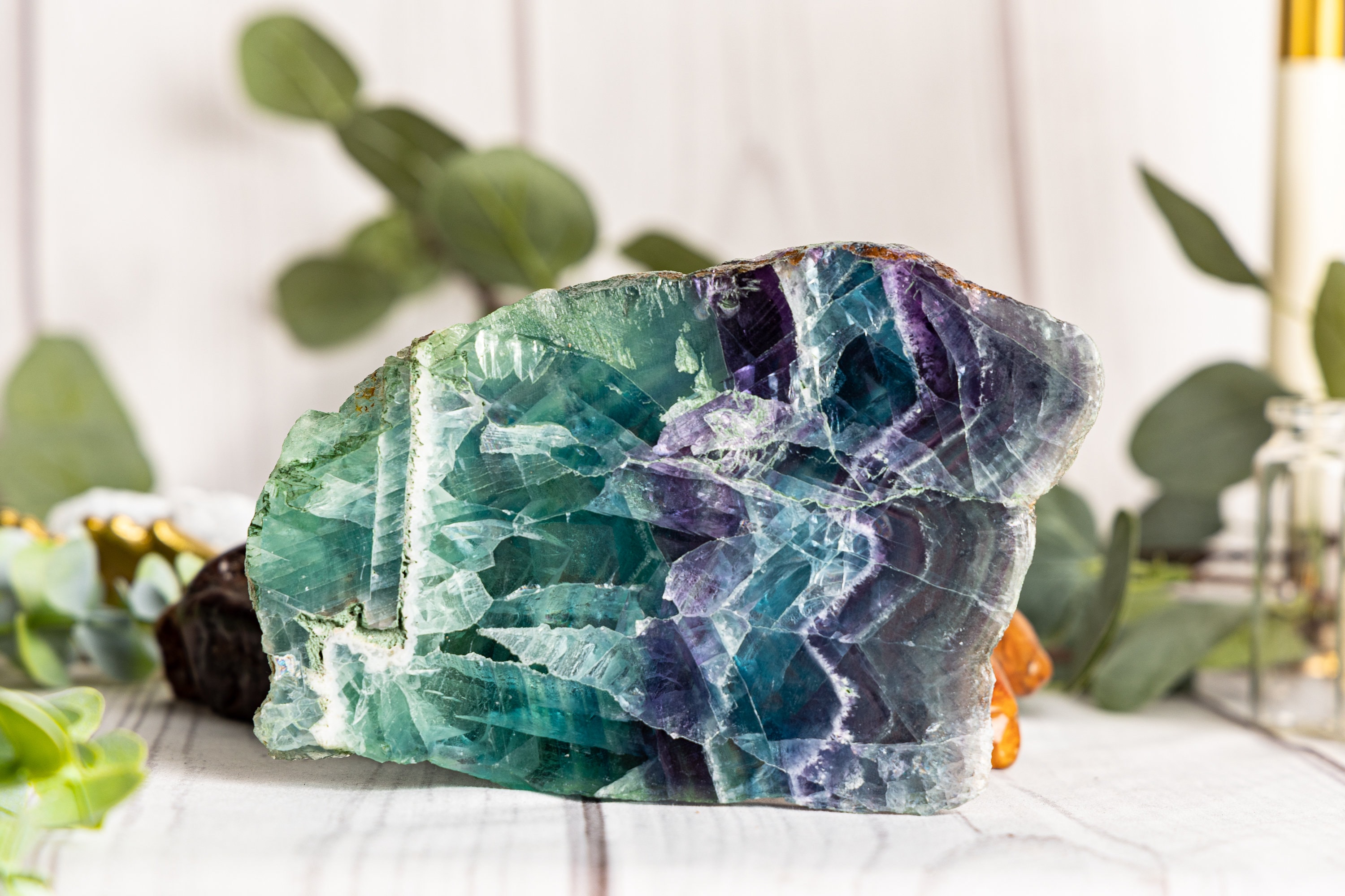 Rainbow Fluorite Slab Large Fluorite Polished Mineral - Etsy