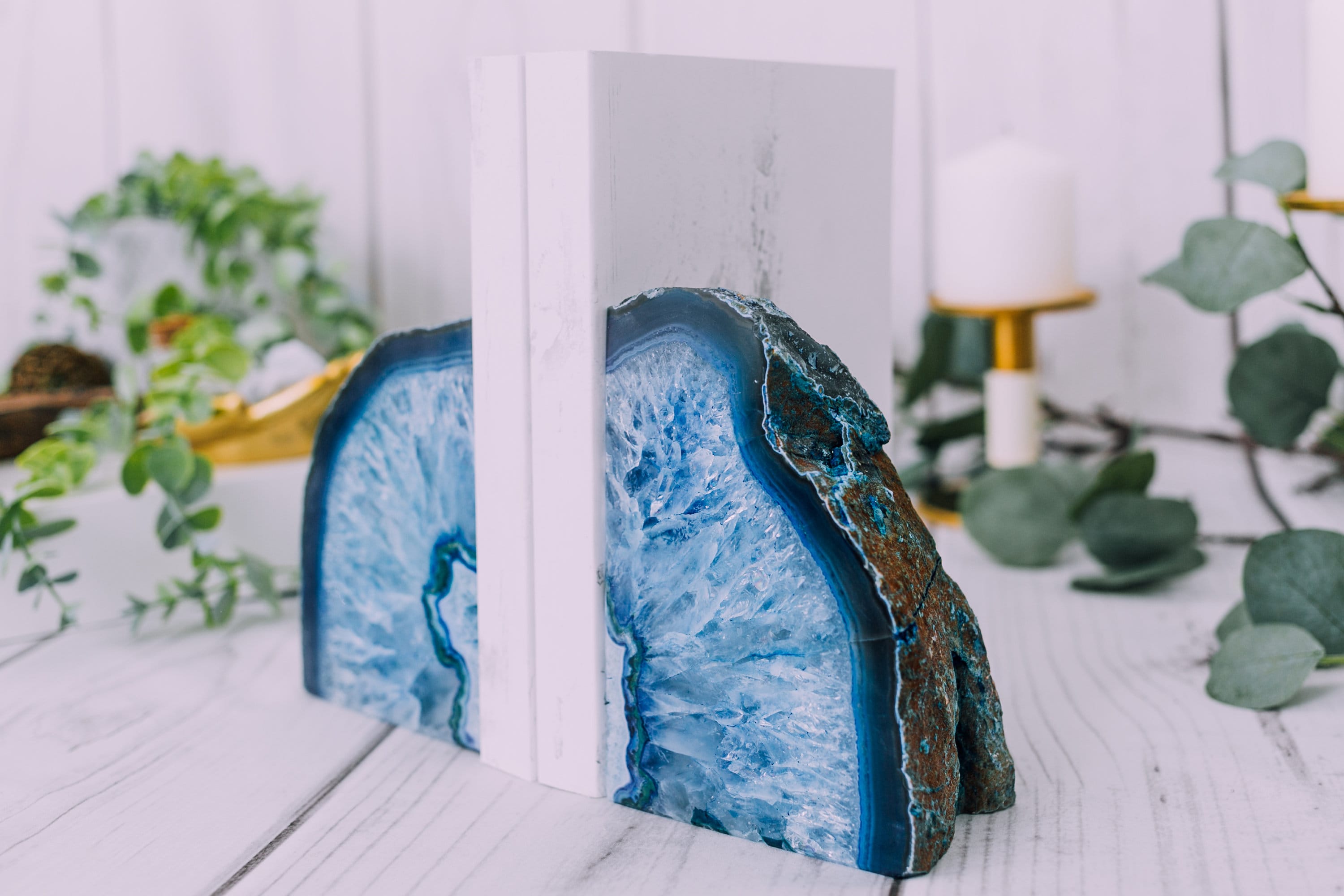 6 to 9 Lb Agate Book Ends, Blue Agate Bookend Pair - Geode Bookend ...