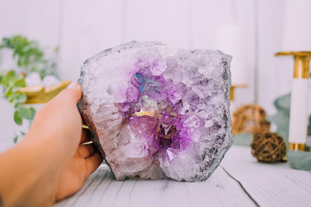 Amethyst Druze Cluster Lamp, Brazilian Amethyst, Decor, Home Decor ...