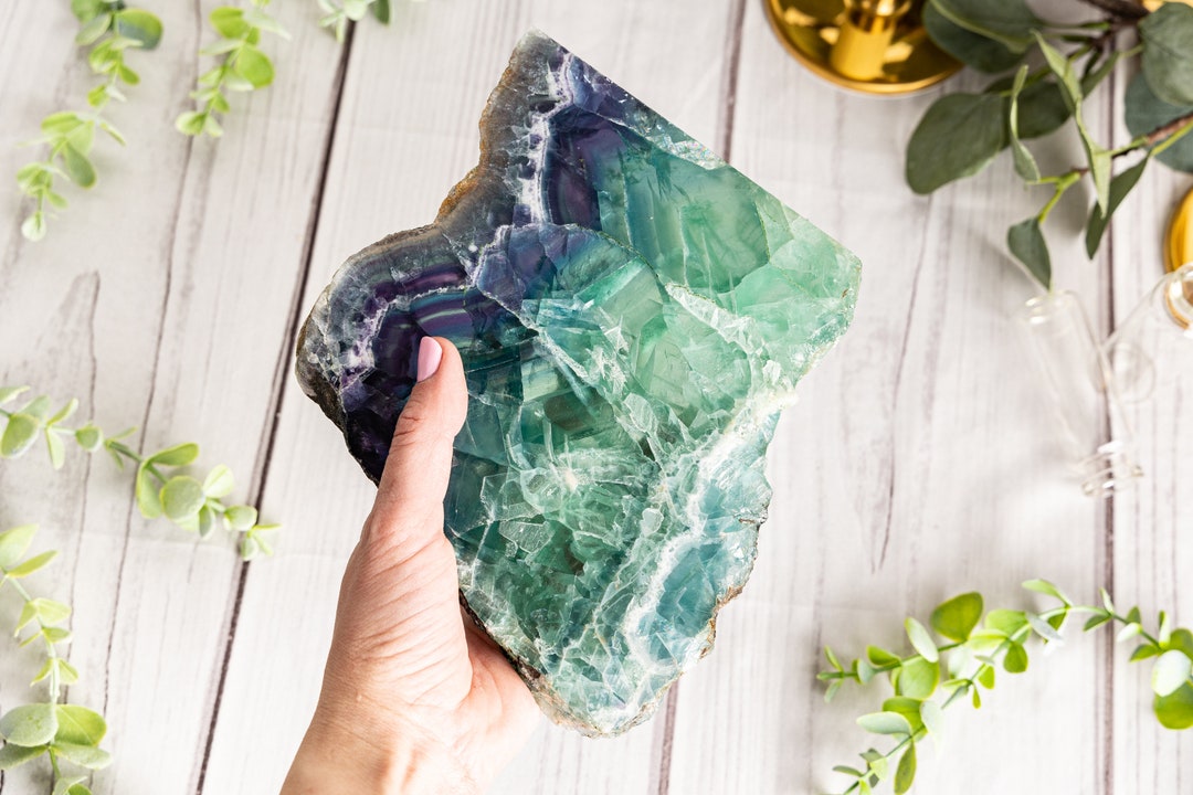 Rainbow Fluorite Slab Large - Fluorite Polished Mineral - Fluorite Gemstone Tumble - Raw ...