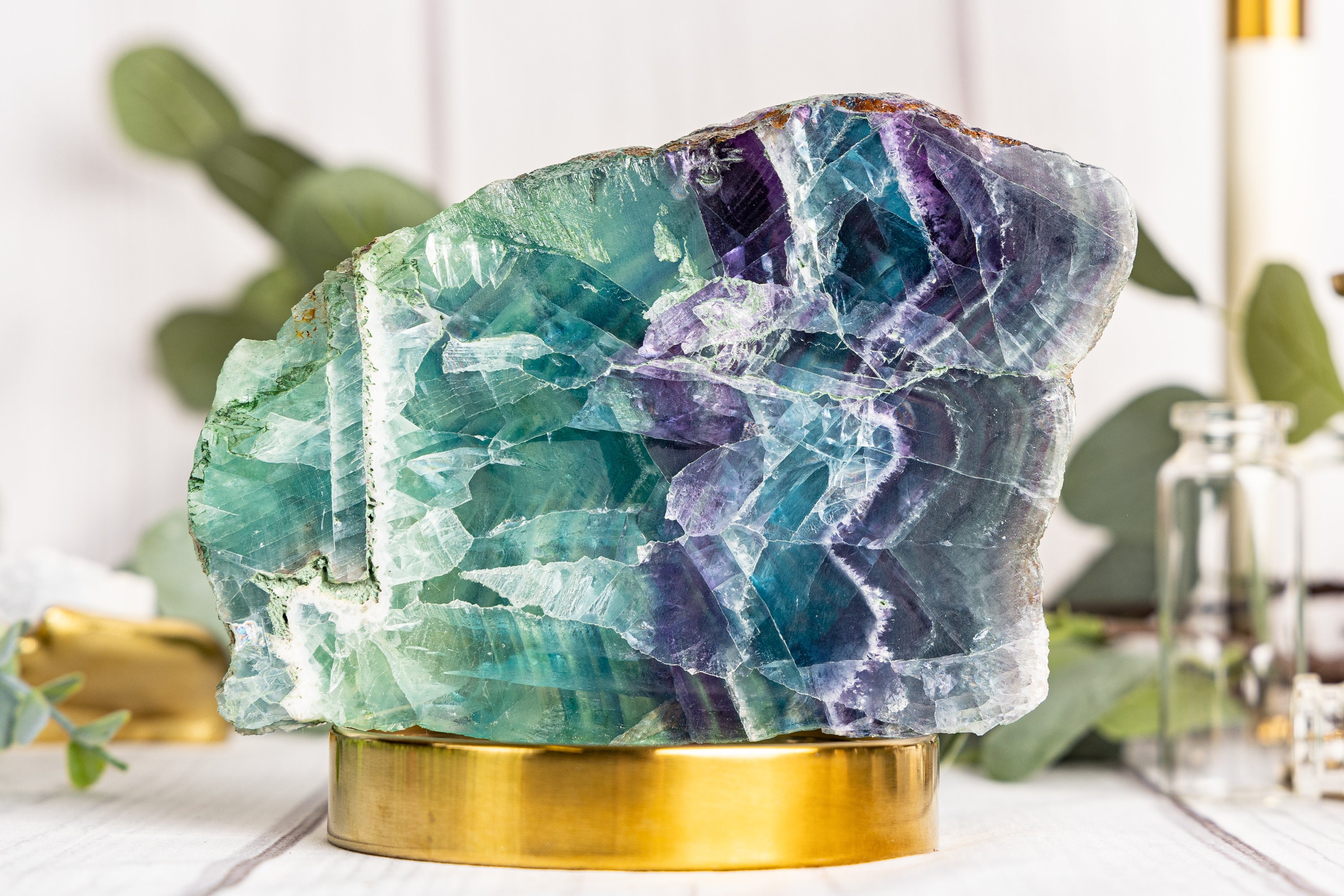 Rainbow Fluorite Slab Large Fluorite Polished Mineral - Etsy
