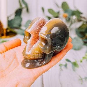 Crystal Skull Large Druzy Agate Skulls - Agate Skull Carving - Hand ...