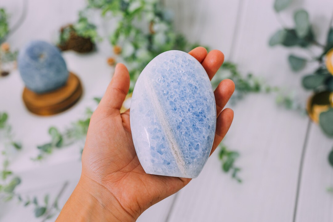 Blue Calcite Polished Freeform, Large Free Standing Cut Base, Specimens ...