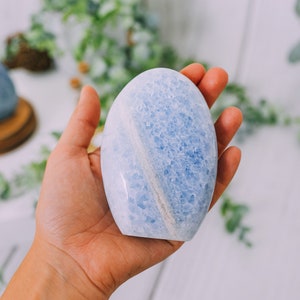 Blue Calcite Polished Freeform, Large Free Standing Cut Base, Specimens ...