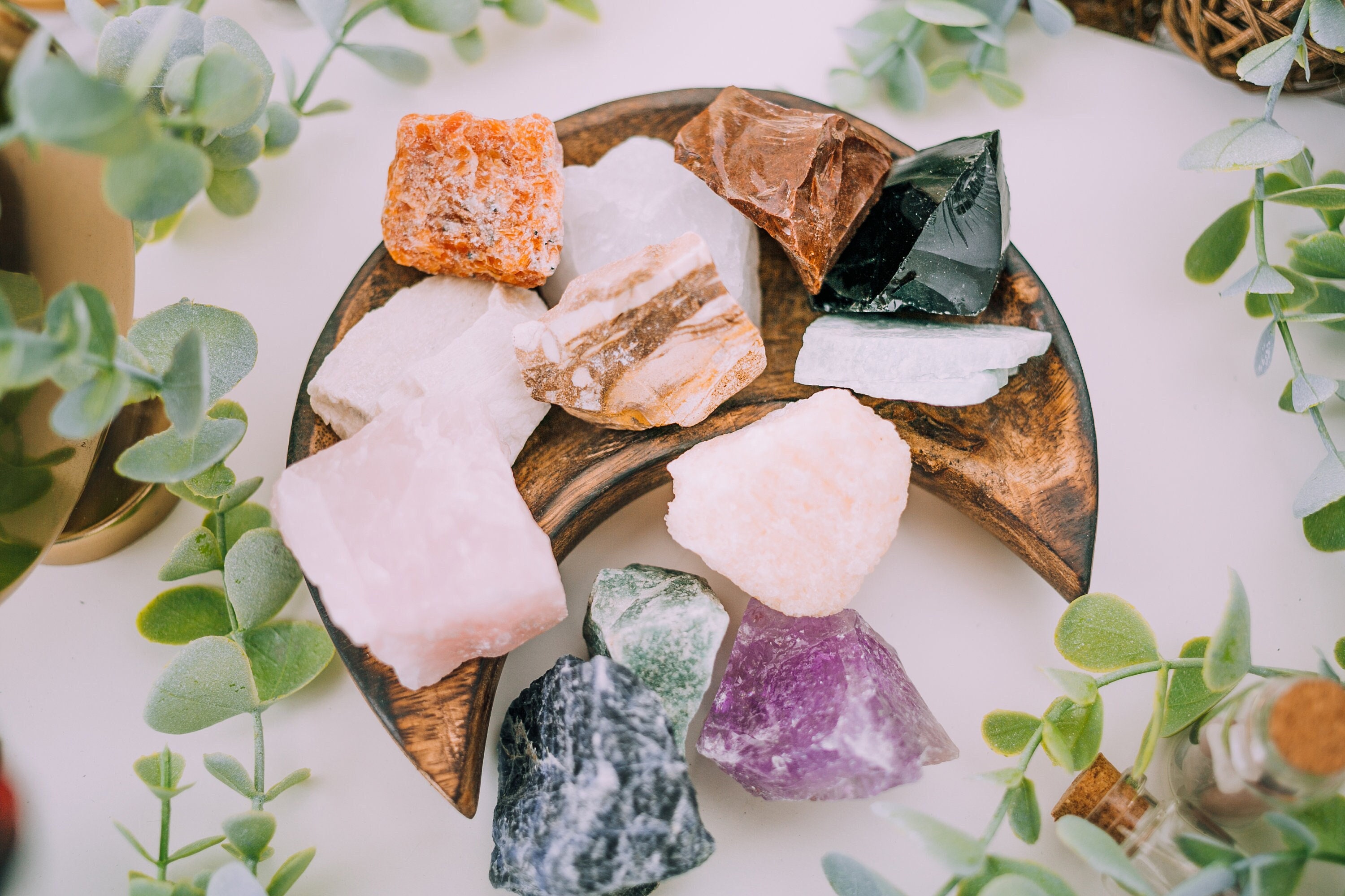 Natural Gemstone Mix, 12 Pieces Assorted Stones, Raw Crystals, Natural ...