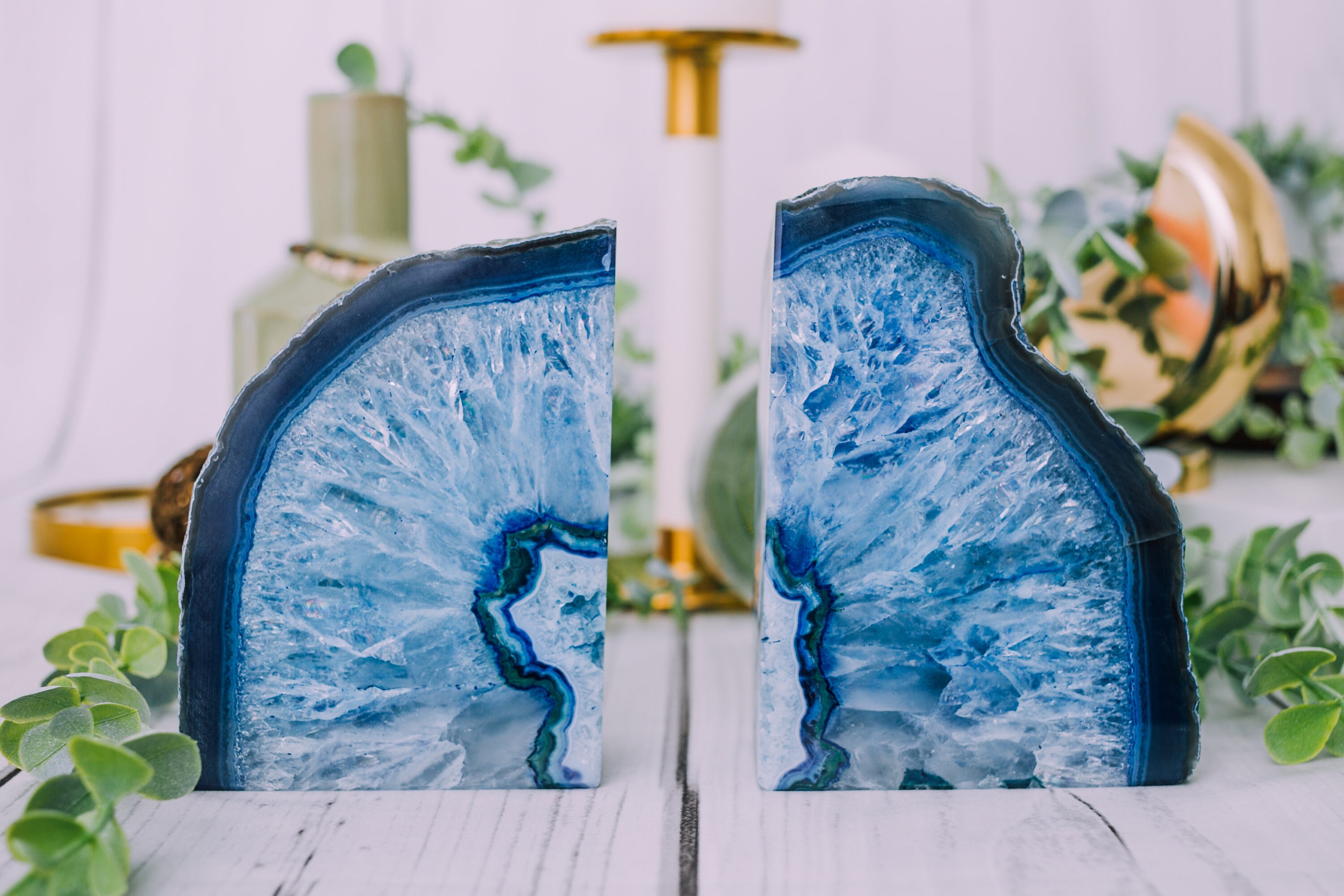 6 to 9 Lb Agate Book Ends Blue Agate Bookend Pair Geode | Etsy