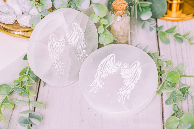 Angel Wings Selenite Charging Plate - Selenite Quartz Crystal - Large ...