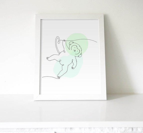 Cute Monkey Poster Nursery Decor Ideas Animal Wall Art Art | Etsy