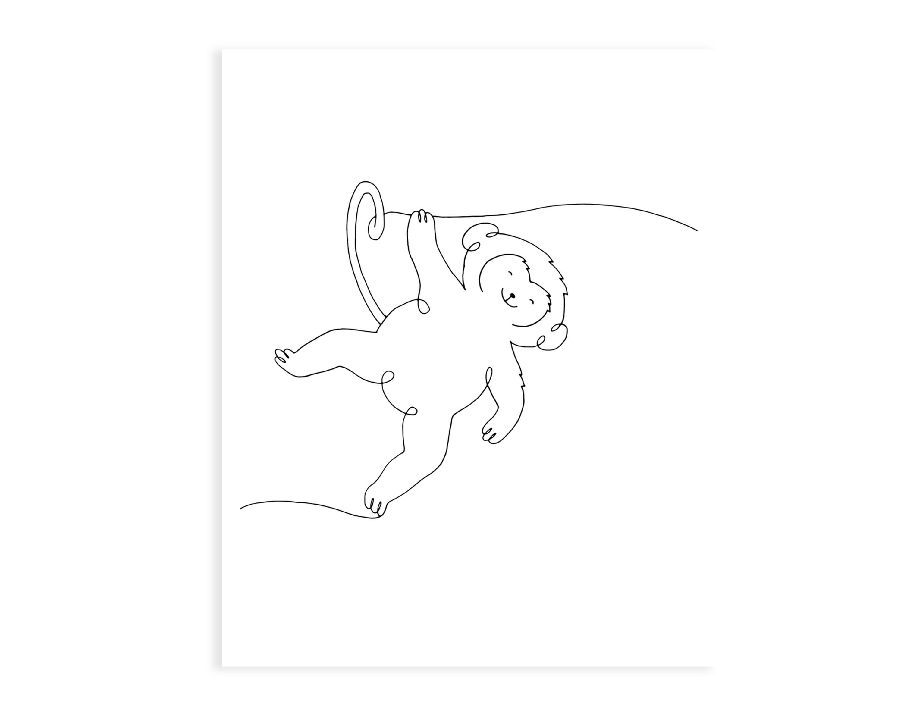 Cute Monkey Poster Nursery Decor Ideas Animal Wall Art Art - Etsy