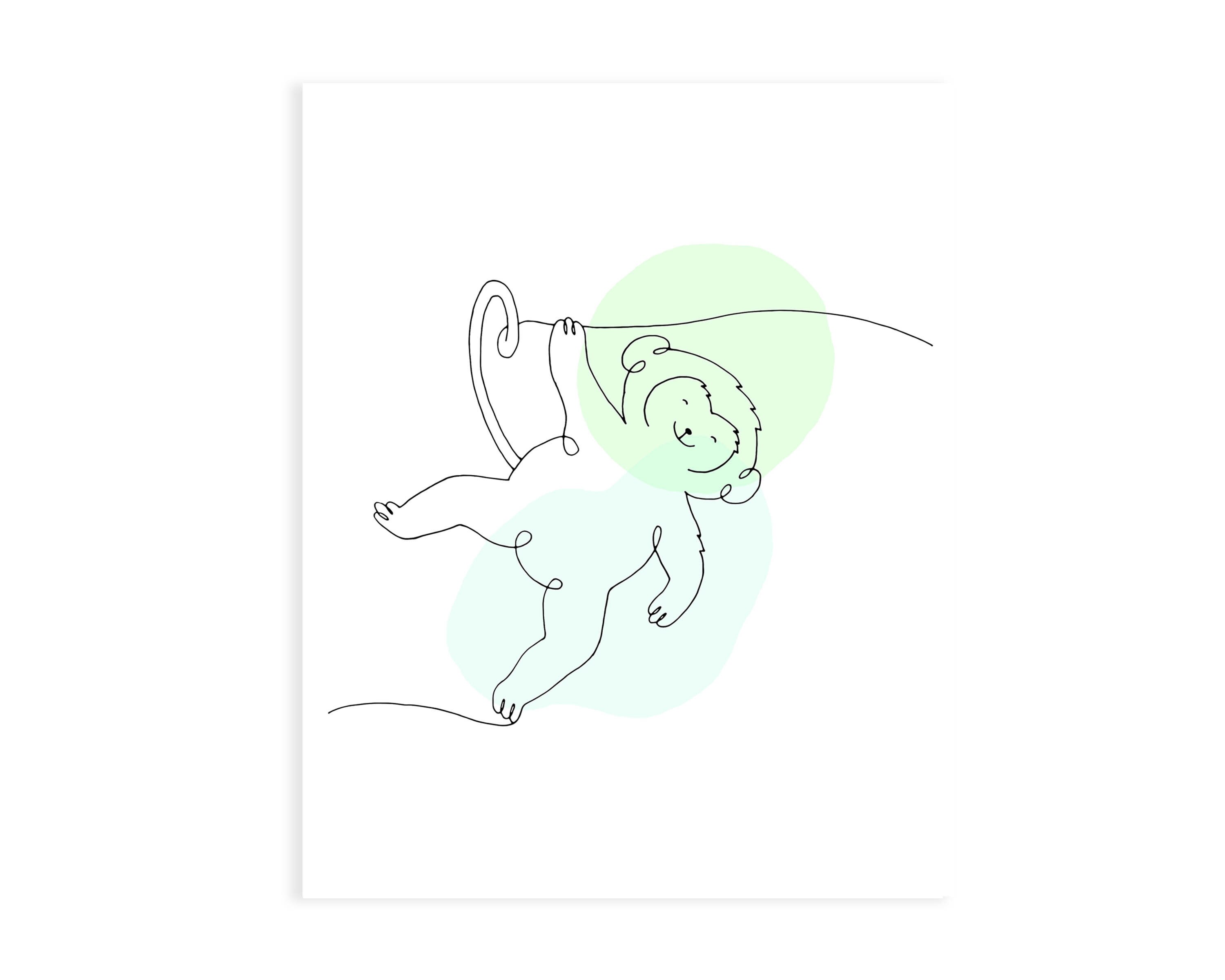Cute Monkey Poster Nursery Decor Ideas Animal Wall Art Art - Etsy
