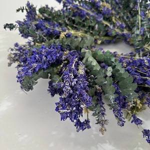 Preserved Baby Eucalyptus & Purple Floral Wreath - Etsy