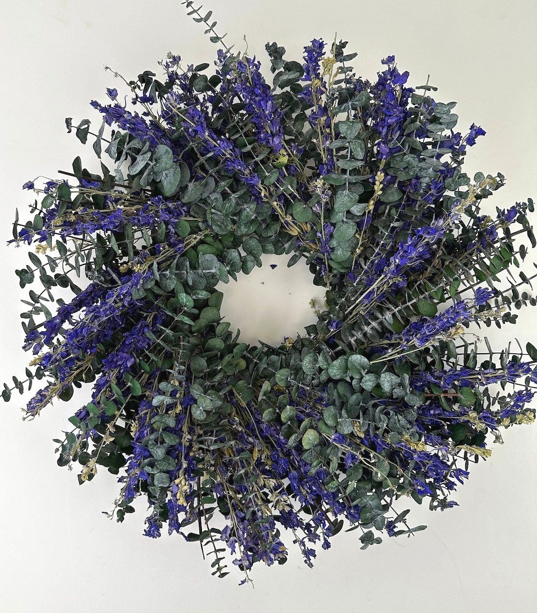 Preserved Baby Eucalyptus & Purple Floral Wreath - Etsy
