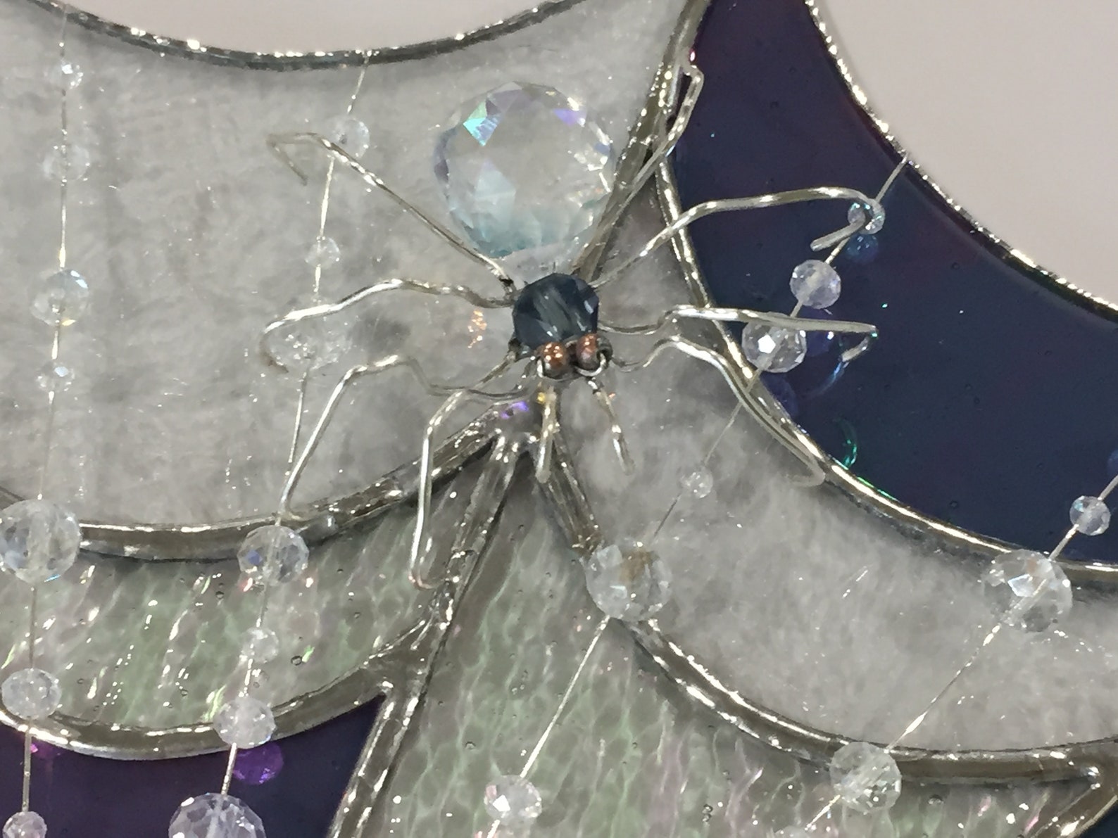 Stained Glass Iridescent Spider Web With Spider Holiday - Etsy