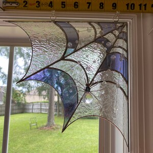 Stained Glass Iridescent Spider Web With Spider, Holiday Decor ...