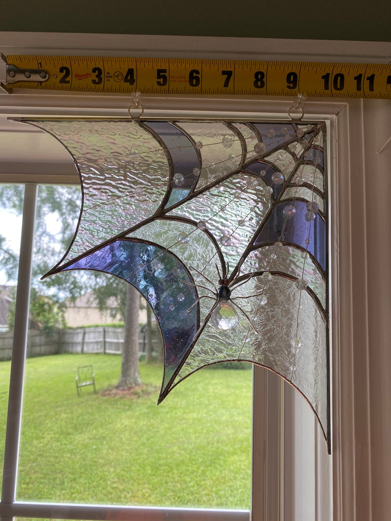 Stained Glass Iridescent Spider Web With Spider Holiday - Etsy