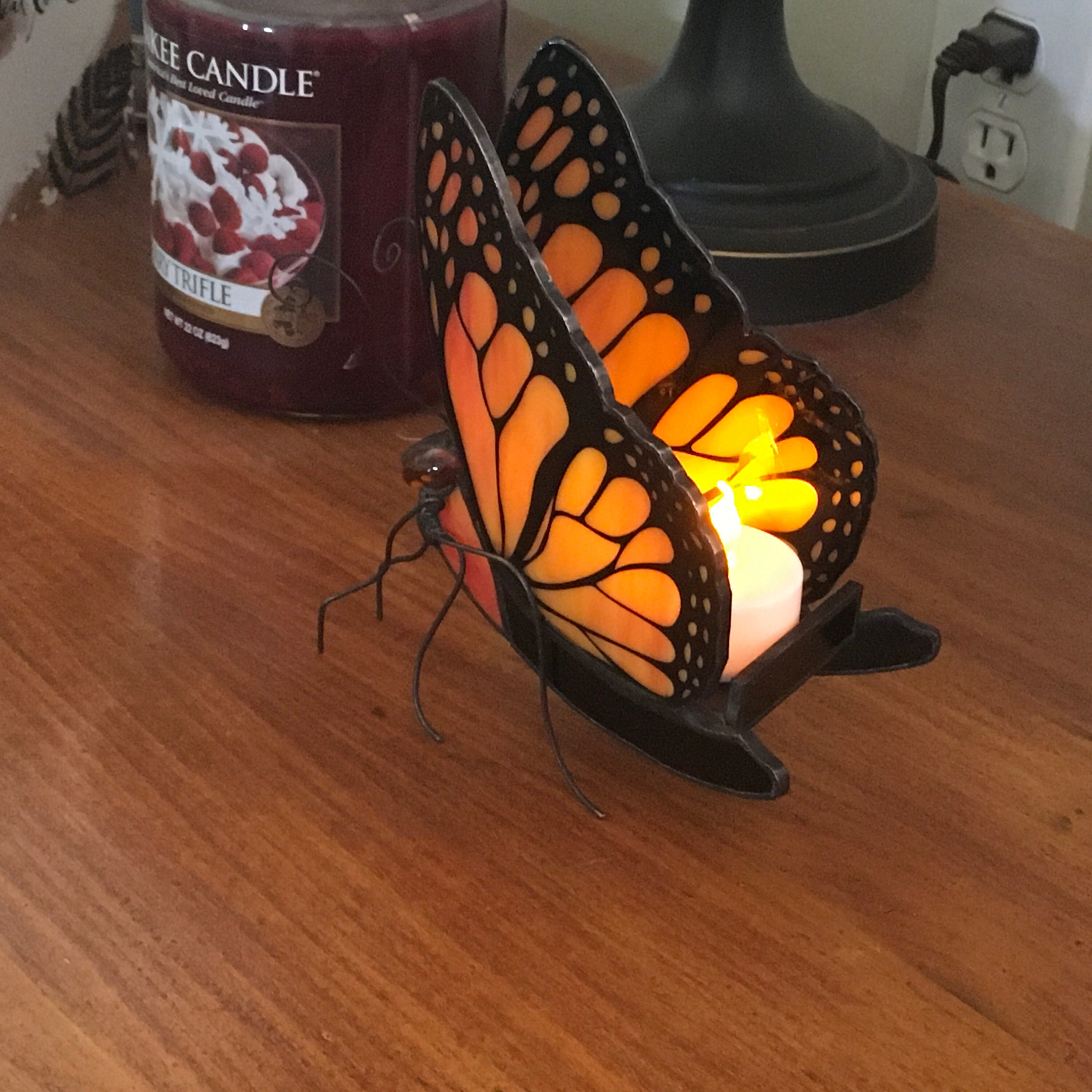 3D Stained Glass Monarch Butterfly Tea Light Holder Tabletop - Etsy