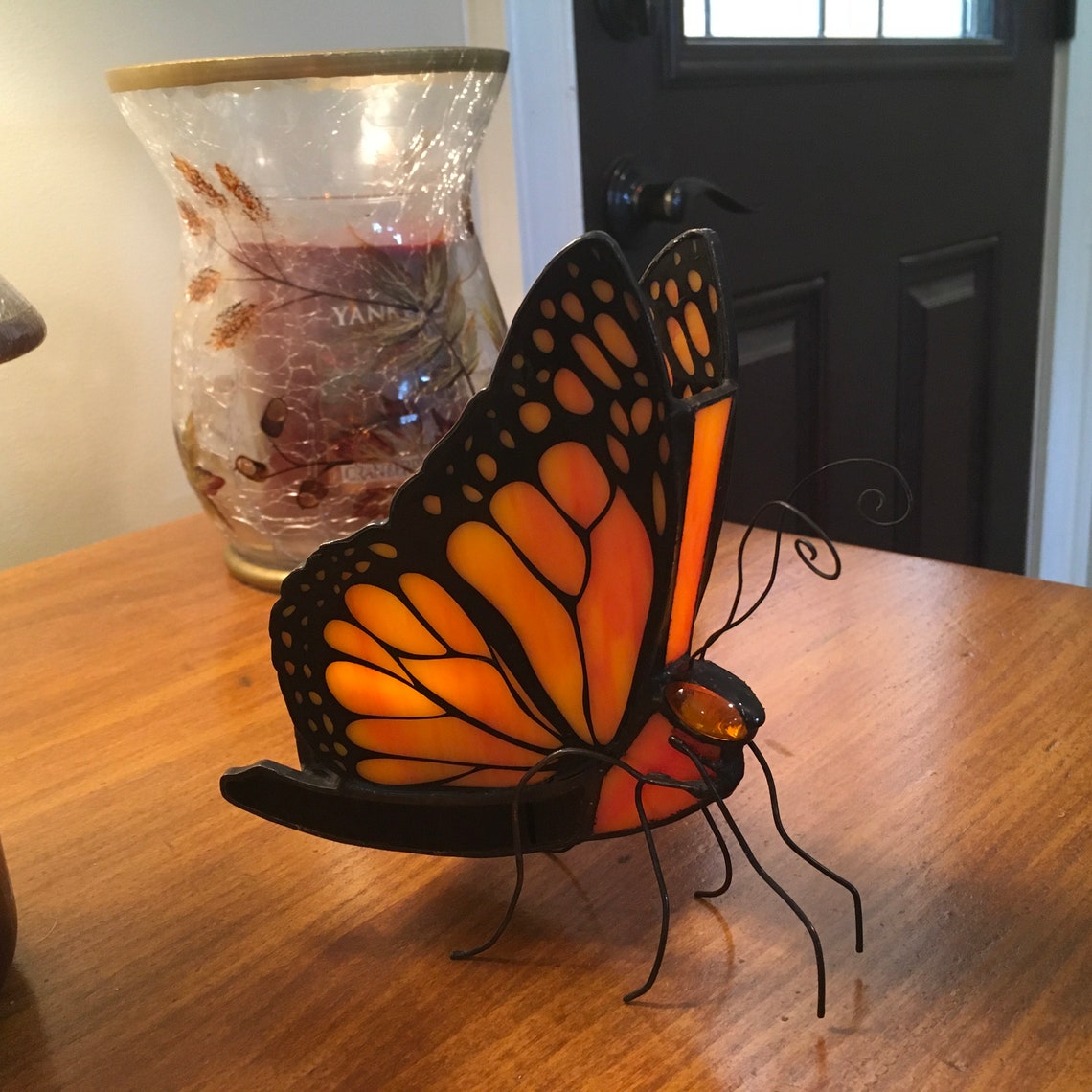 3D Stained Glass Monarch Butterfly Tea Light Holder Tabletop | Etsy