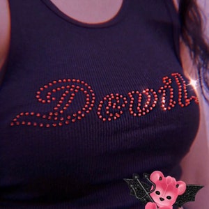 Devil Rhinestone Tank Top - Etsy