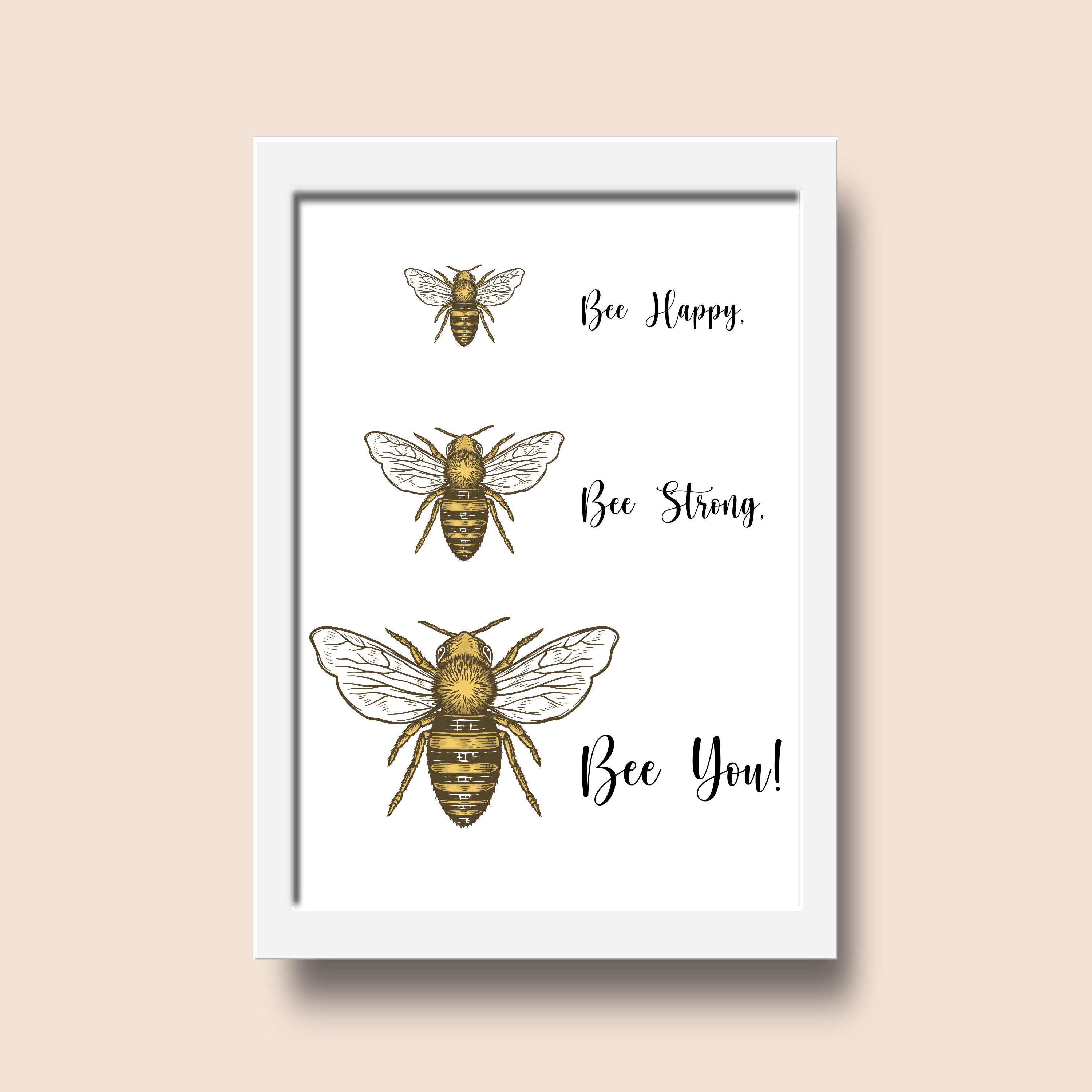 Bee Happy Bee Strong Bee You Bee Picture Honey Bee Wall Art - Etsy UK