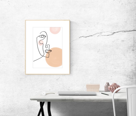 Line Drawing Wall Art Face Line Art Printableabstract Wall | Etsy