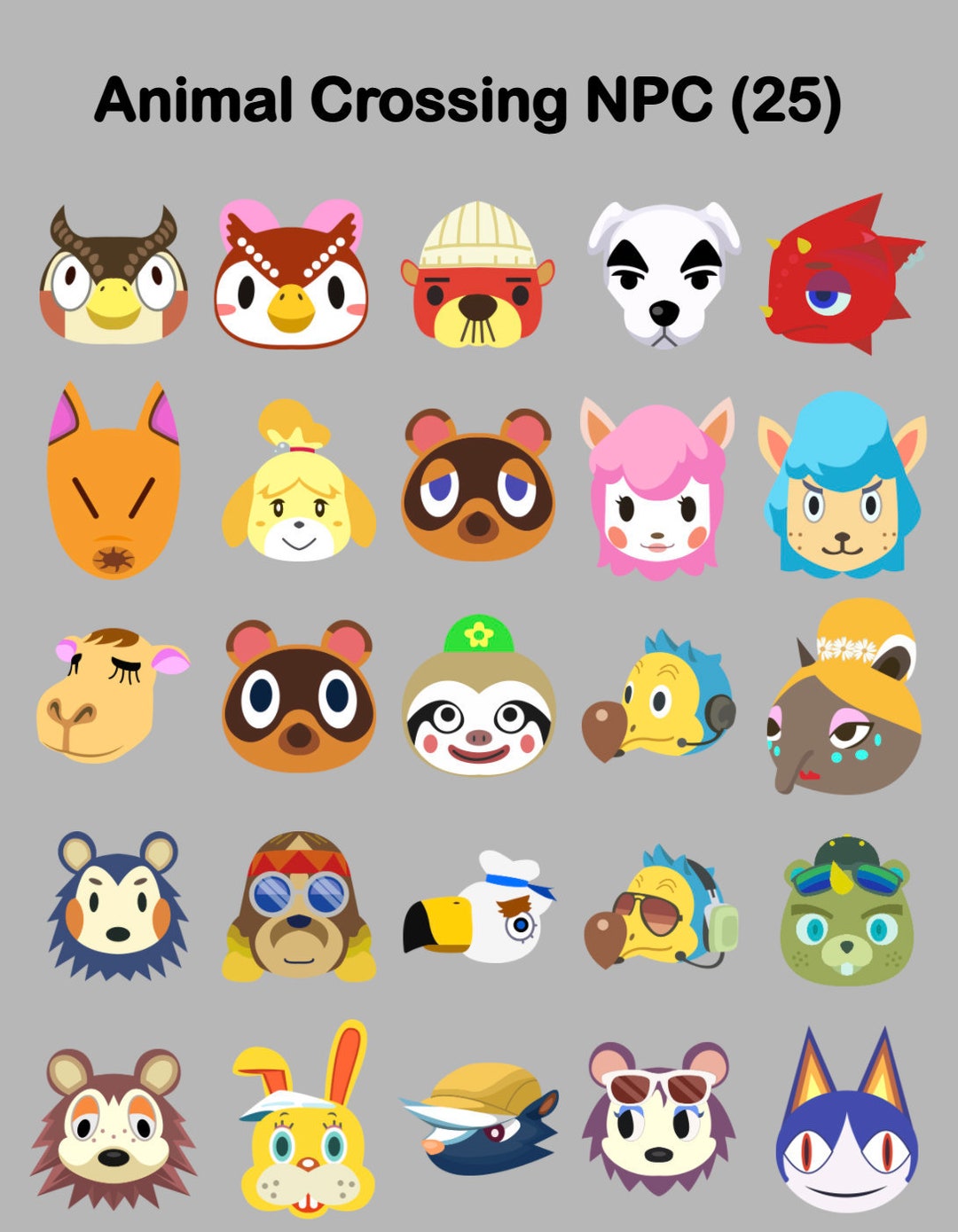 Animal Crossing NPC PNG JPG Clipart Icon Items High - Etsy España