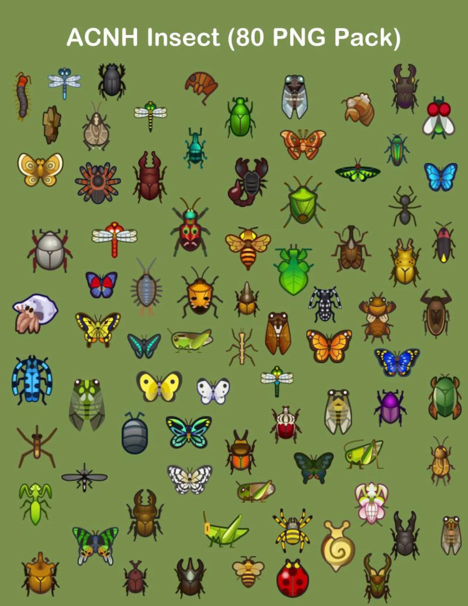 Animal Crossing Bug Insect | PNG, JPG, Clipart, Icon, Items, Art, Print ...