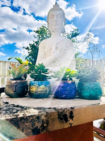 Buddha Head Planter /planters With Succulent Artificial Plant- Home ...