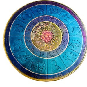 Celestial Astrology Circle Tray With Sun Center – Zodiac Symbol Decor ...