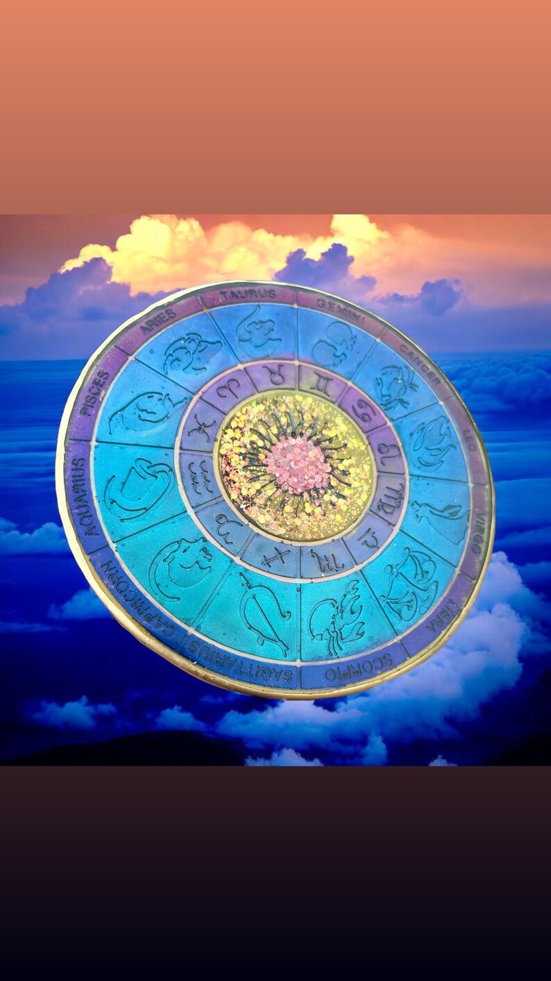 Celestial Astrology Circle Tray With Sun Center – Zodiac Symbol Decor ...