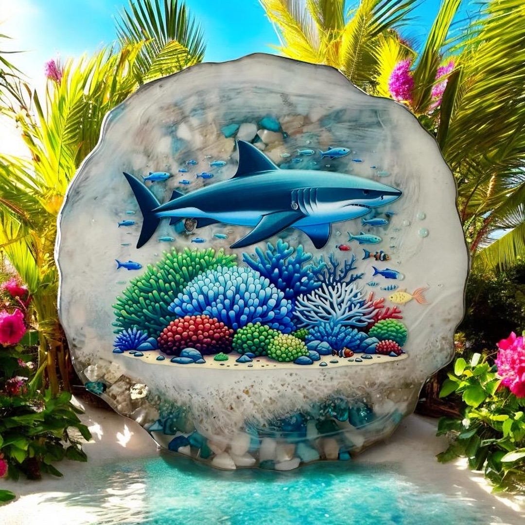 Handmade Ocean Shark Resin Tray: Coral Reef Decor - Etsy