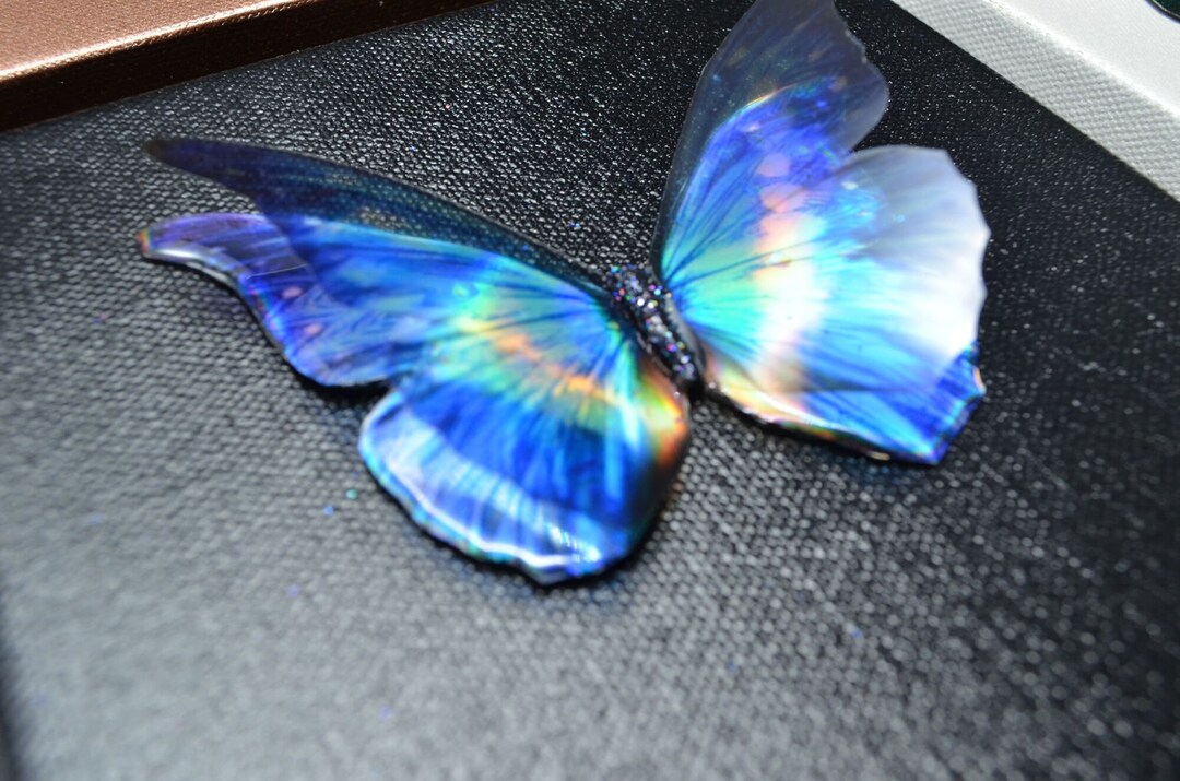 Blue Morpho Butterfly, Resin Artwork, Unique Gifts for Mom, Holographic ...