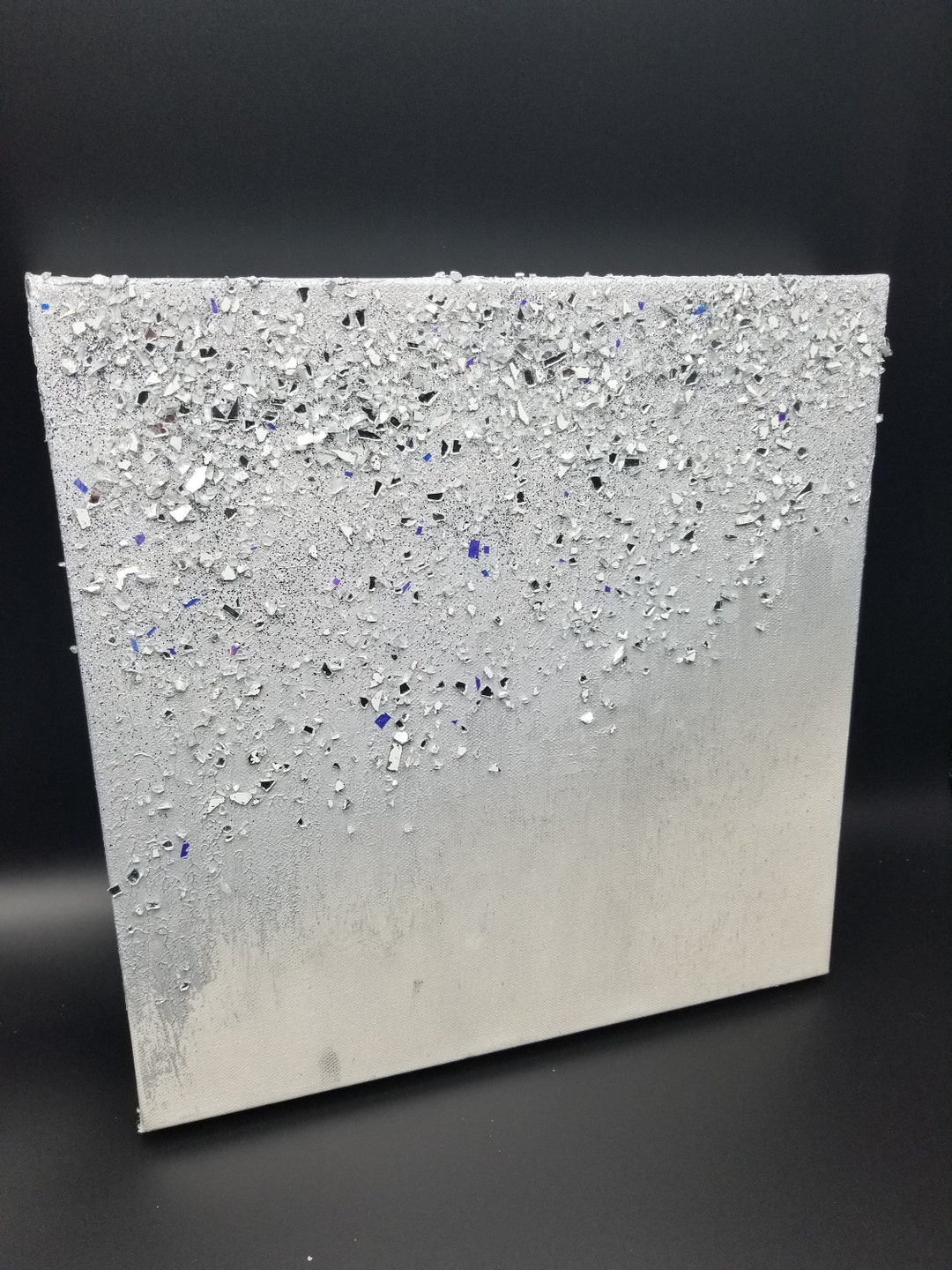 Silver Glitter Abstract Art: Mixed Media Painting on Canvas - Etsy