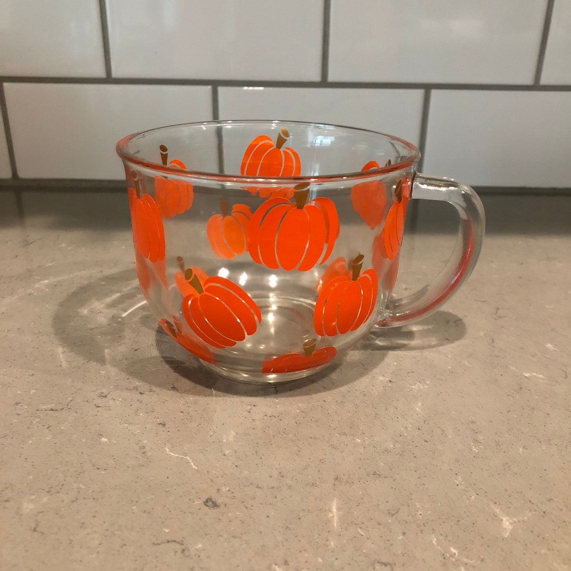 Pumpkin Fall Clear Glass Coffee Mug Cup /gift for her/ coffee | Etsy