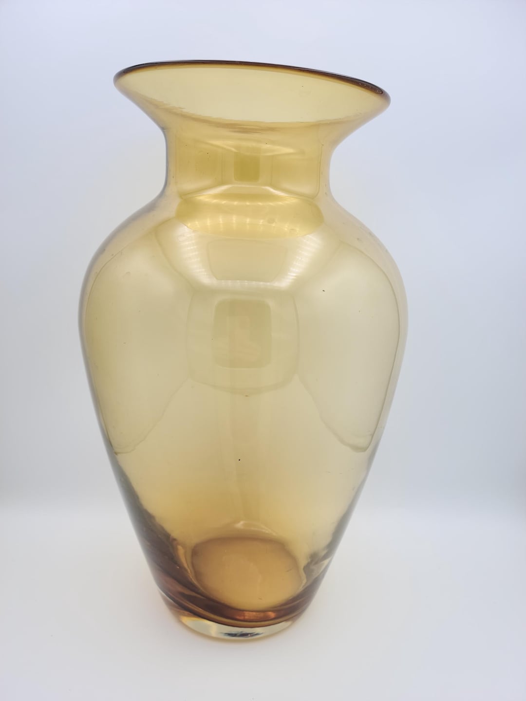Vintage Handblown Large Amber Vase - Etsy