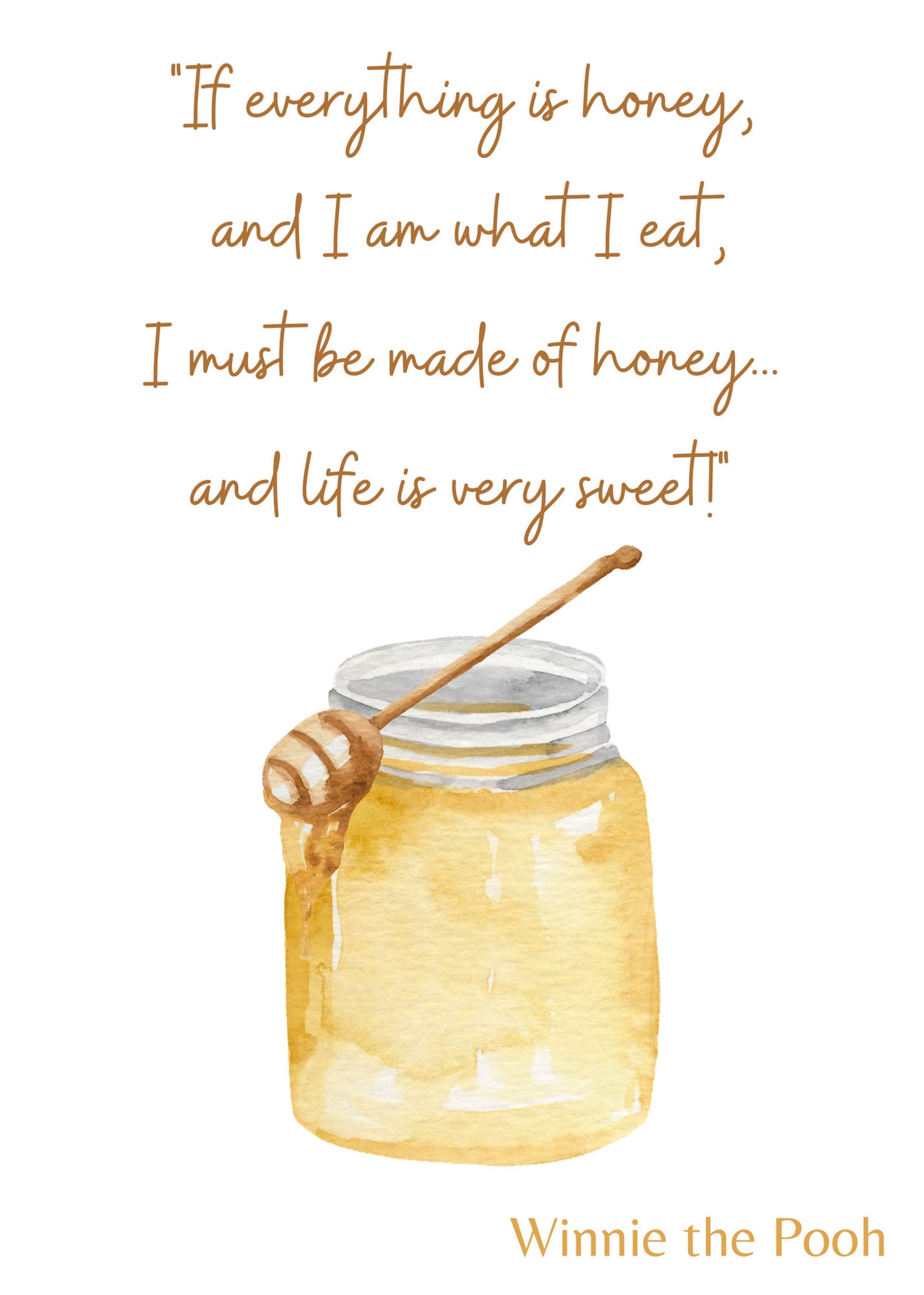 Winnie the Pooh Wall Print, Honey Wall Print, Digital Print, Physical ...