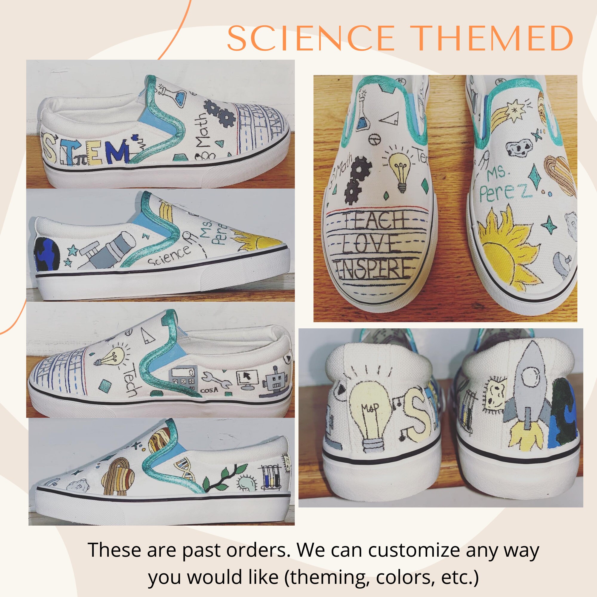 Customized Teacher Slip On Shoes Customizable Teacher Shoes | Etsy