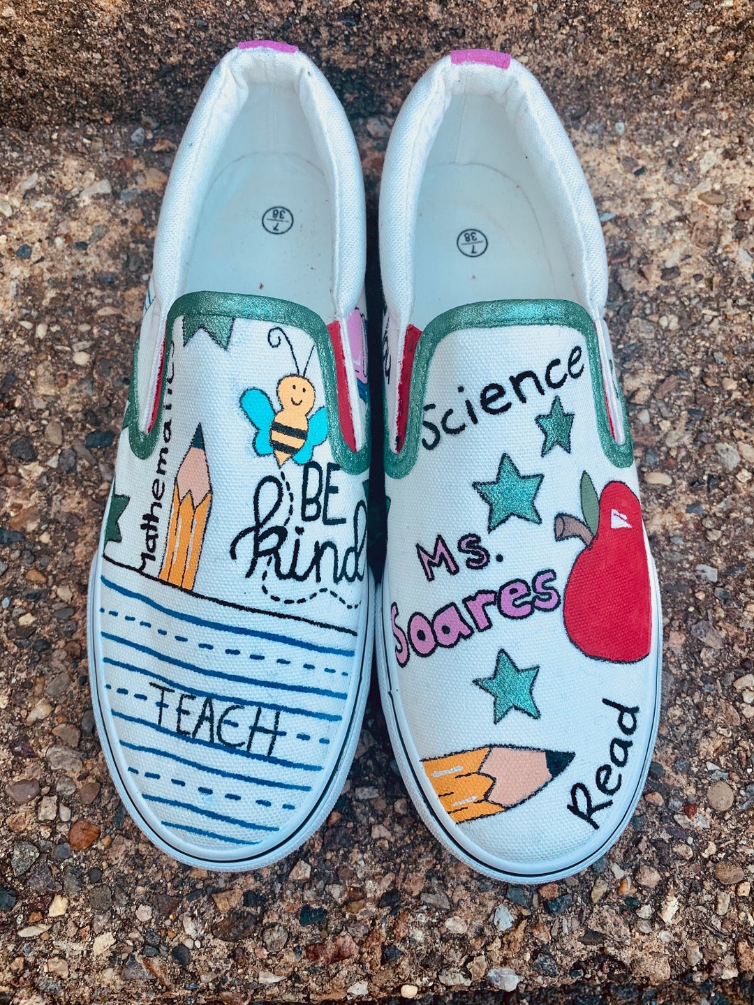Customized Teacher Slip on Shoes, Customizable Teacher Shoes ...