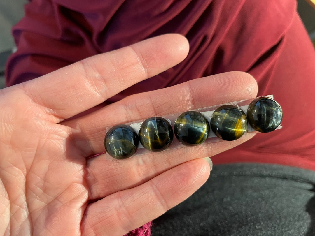 13mm Blue Hawks Eye/tigers Eye Cabochons Set of Five Stones - Etsy