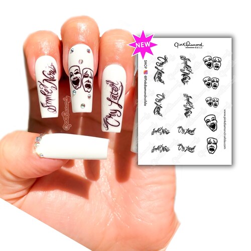 Airbrush Nail Decals Smile Now Cry Later for Acrylic and Press - Etsy