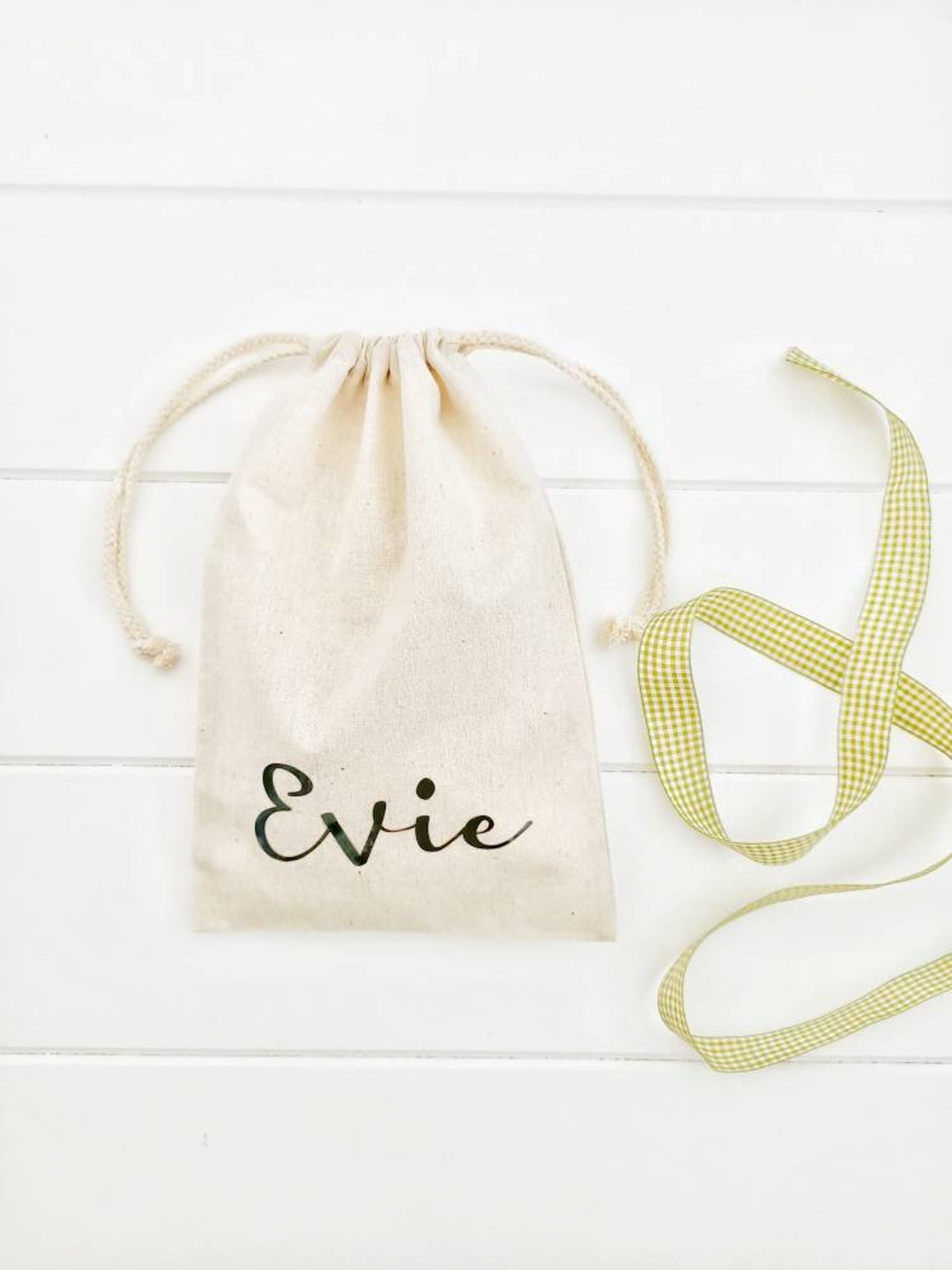 Personalised Calico Drawstring Bag - Etsy