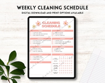 DIGITAL DOWNLOAD Weekly Cleaning Schedule - Etsy