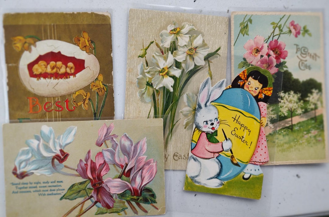 Lot of Five Vintage Easter-theme Cards - Etsy