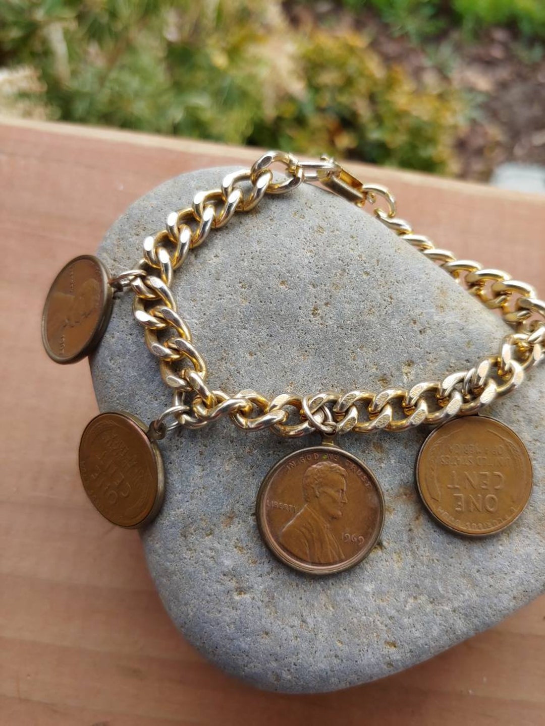 Vintage Penny Charm Bracelet - Etsy