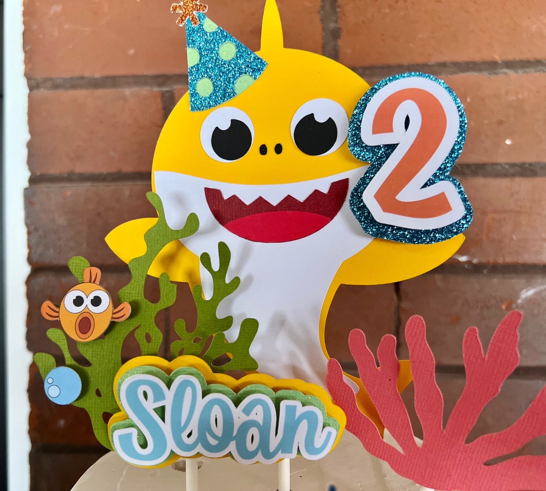 Baby Shark Cake Topper Baby Shark Birthday Party Decor Custom Baby ...
