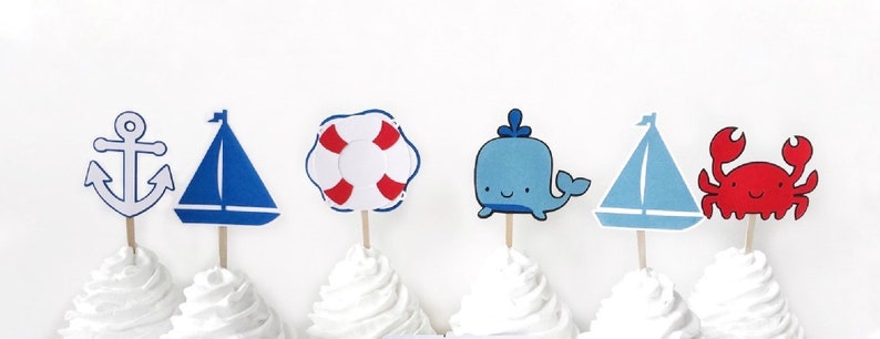 Nautical Cupcake Toppers Nautical Birthday Anchor Topper - Etsy