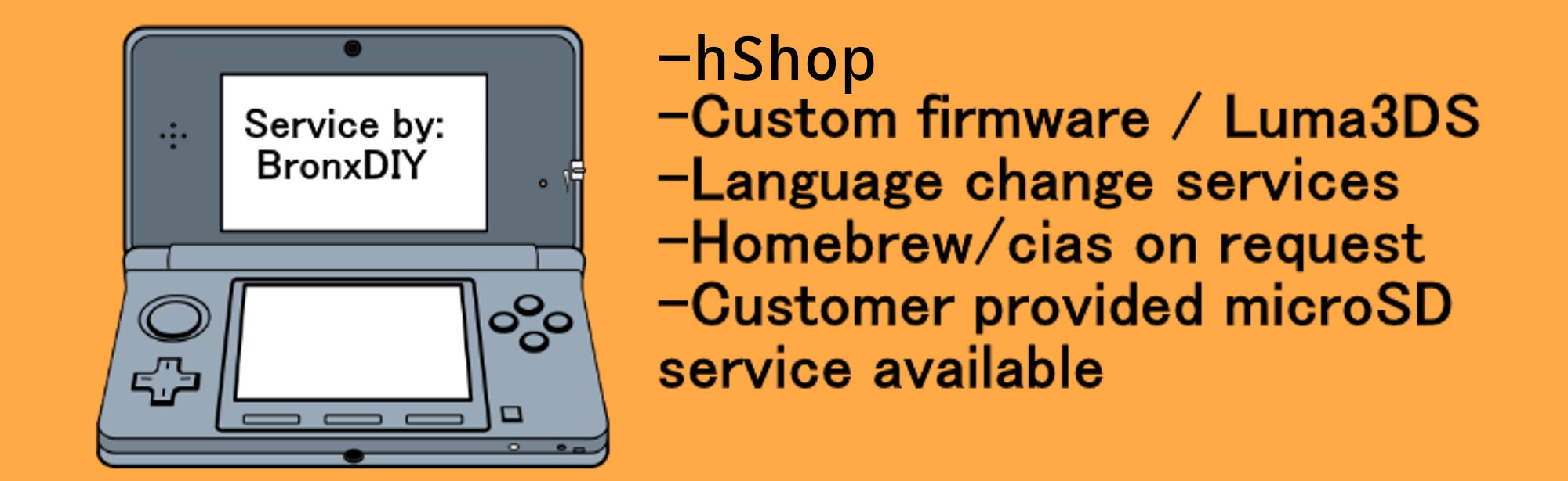3DS/N3DS/2DS Mod Mail-in Service Custom Firmware CFW Hshop - Etsy