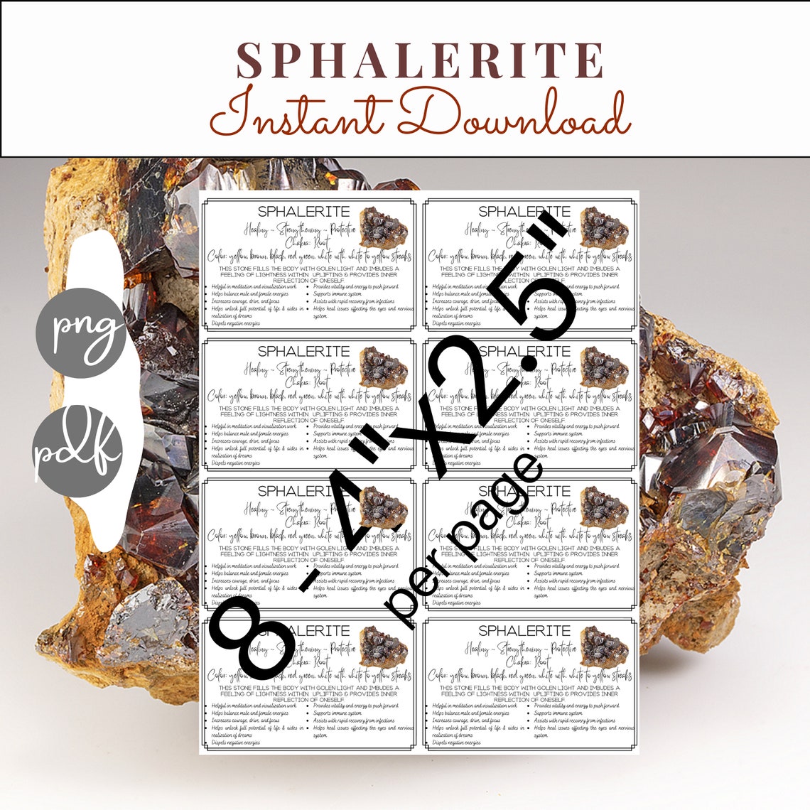 Sphalerite Printable Cards - Crystal & Stone Meaning - Properties ...