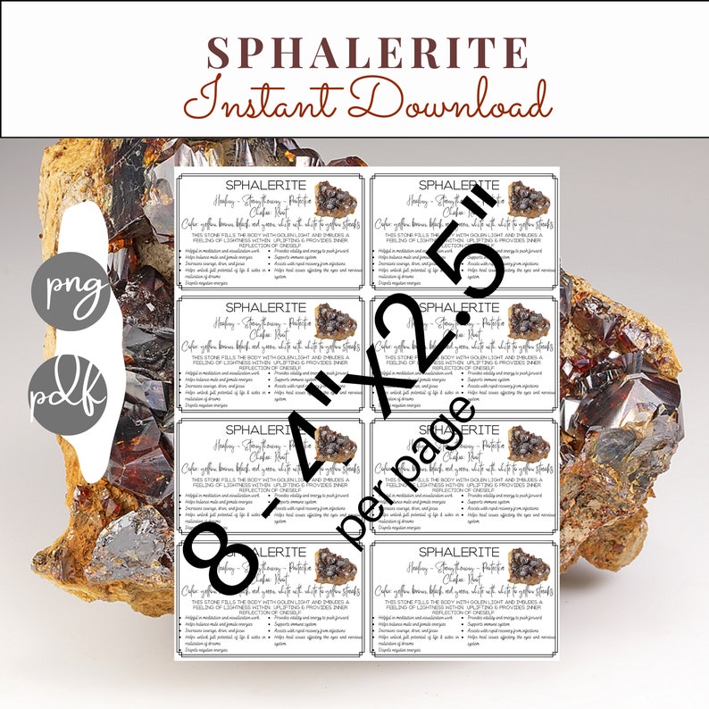 Sphalerite Printable Cards Crystal & Stone Meaning - Etsy
