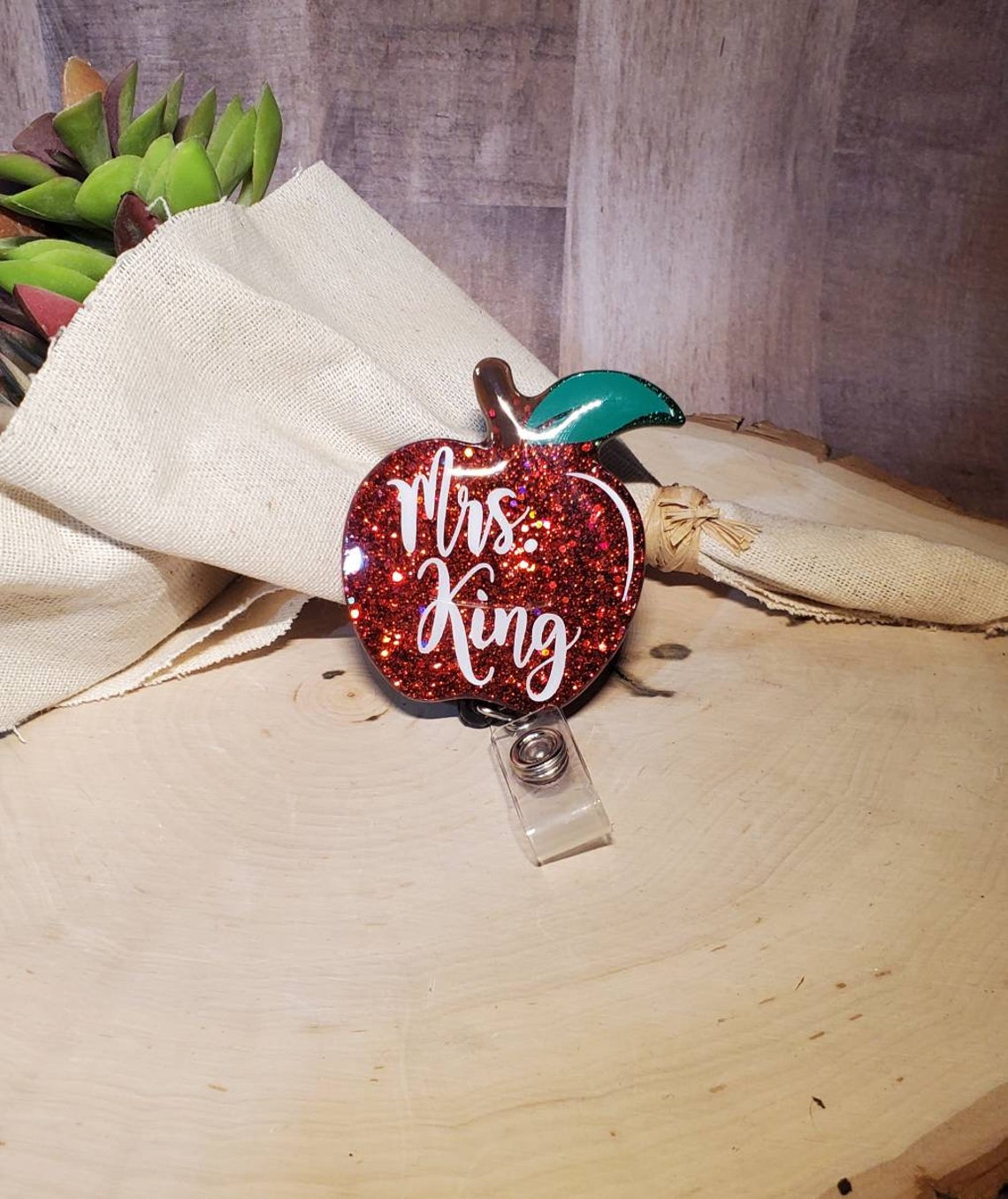 Epoxy Apple Badge Reel Teacher Gift Back to School - Etsy