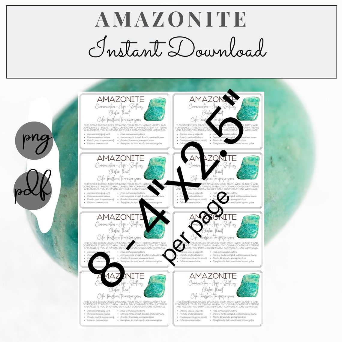 AMAZONITE Stone Printable Cards Crystal & Stone Meaning - Etsy